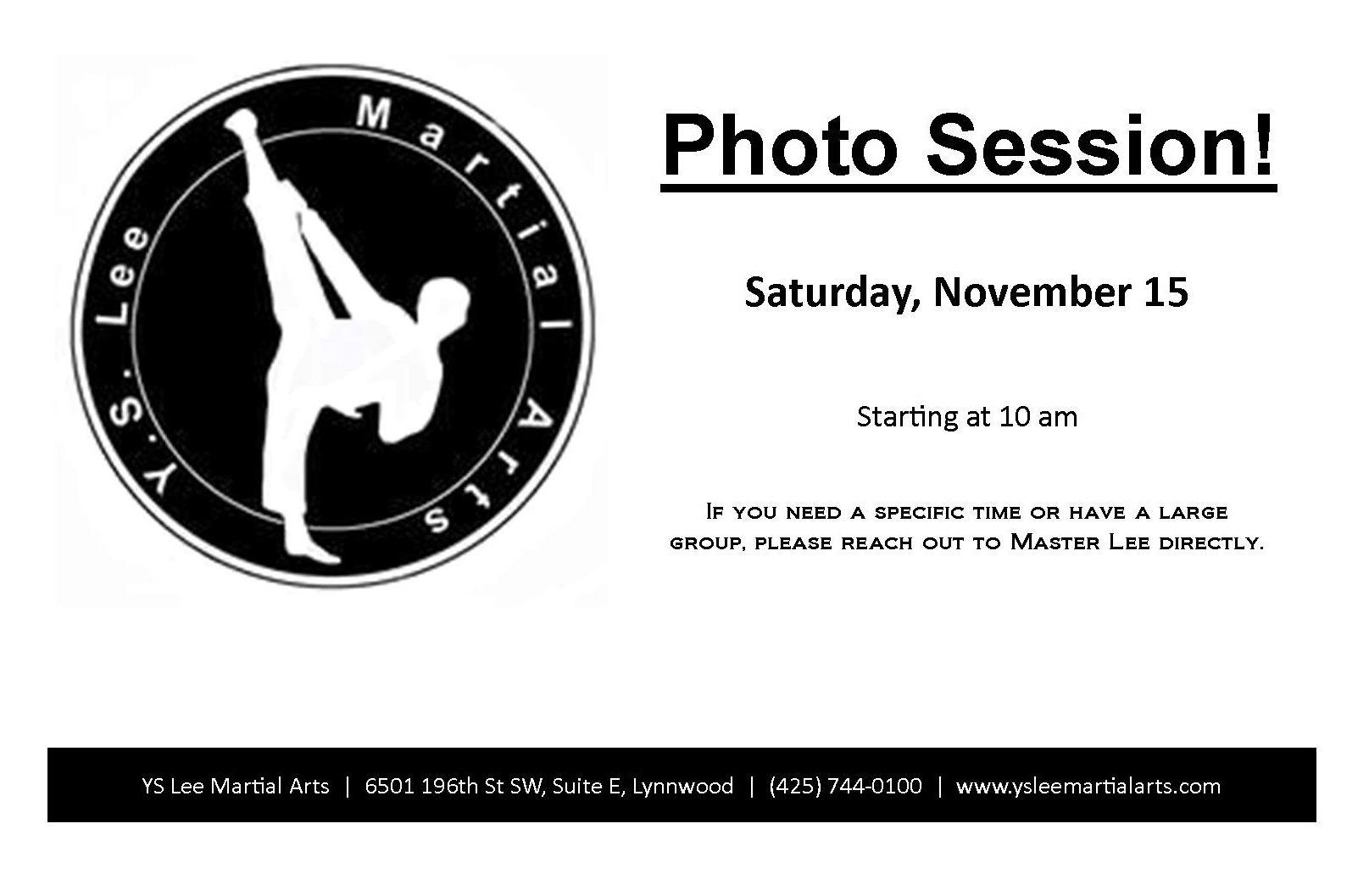 Photo Session on November 15 - YS Lee Martial Arts